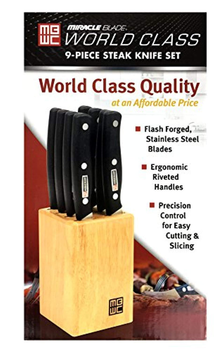Miracle Blade 4'' Steak Knife Set (8 Steak Knives and Mini Wood Block ...