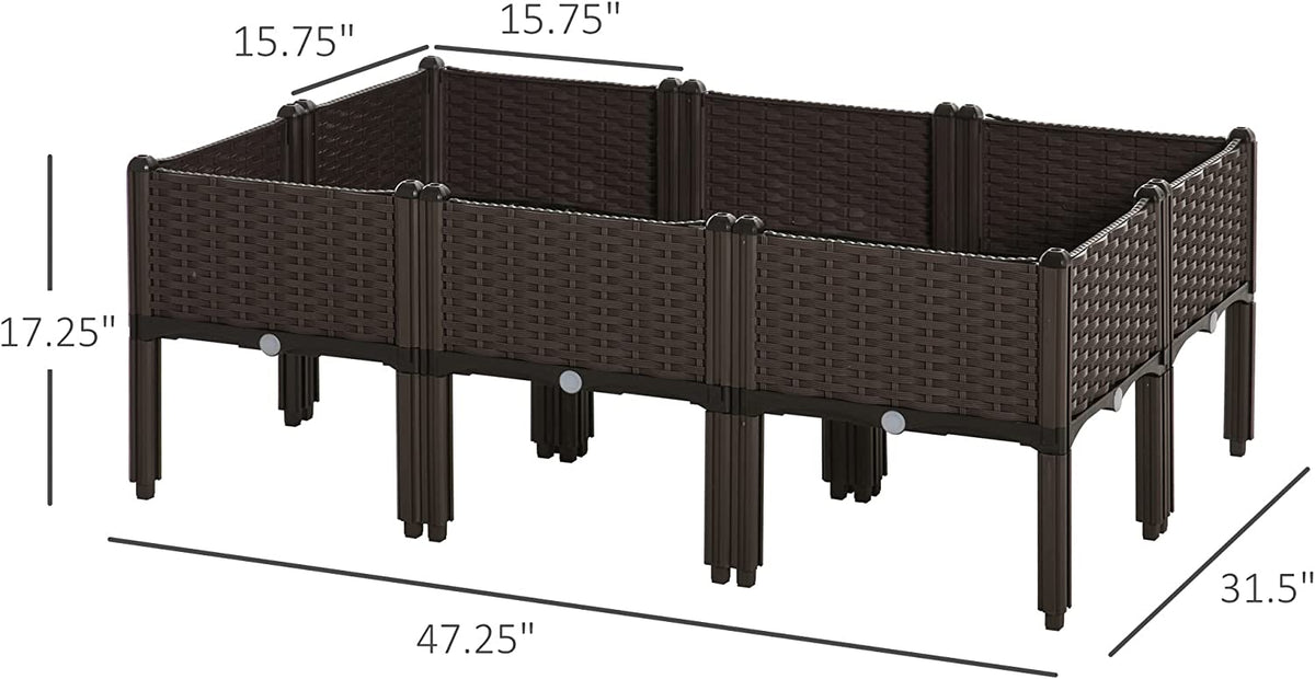 GADI 6-Piece Raised Garden Bed PP Raised Flower Bed Plant Stand Stacka ...